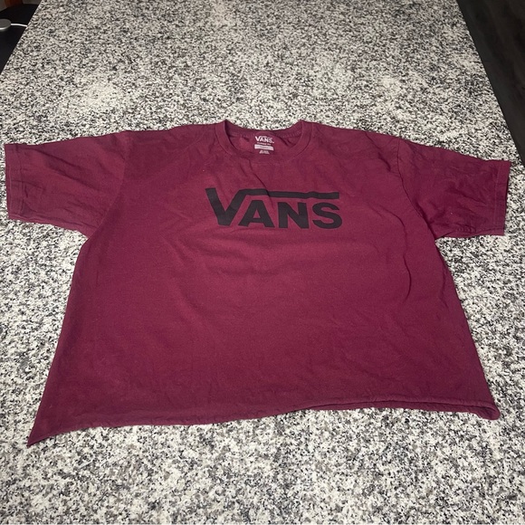 Vans | Tops | Vans Womens Large Maroon Crew Neck Pullover Short Sleeve ...